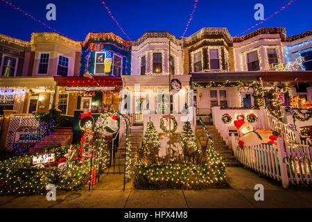 The Miracle on 34th Street Christmas lights at night, in Hampden ...