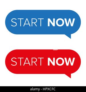 start now red 3d square isolated speech bubble Stock Vector Image & Art ...
