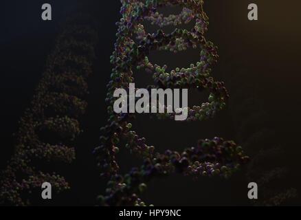 Sequenced pattern of DNA molecule atoms in threads 3d render Stock ...