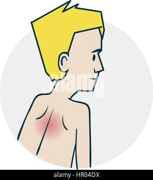 low back pain. Icon on medical subjects. Illustration of a funny ...