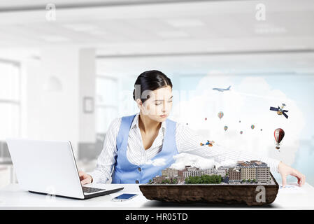 Preparing her new design . Mixed media Stock Photo - Alamy