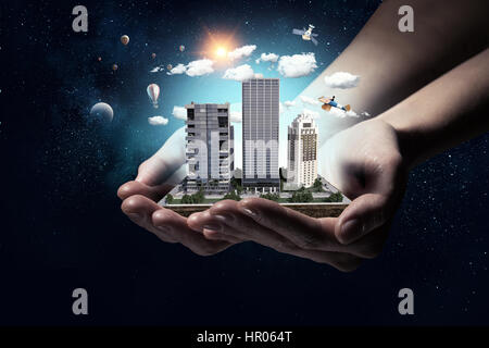 Mini city design . Mixed media Stock Photo - Alamy