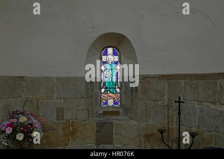 St Margaret's Chapel stained glass windows Edinburgh Castle Stock Photo ...