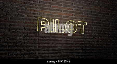 PILOT - fluorescent Neon tube Sign on brickwork - Front view - 3D ...