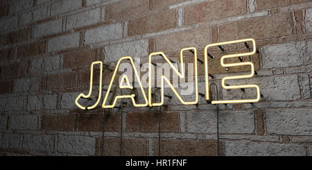 JANE - fluorescent Neon tube Sign on brickwork - Front view - 3D ...
