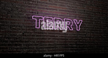 TERRY - fluorescent Neon tube Sign on brickwork - Front view - 3D ...