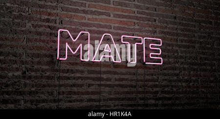 MATE - fluorescent Neon tube Sign on brickwork - Front view - 3D ...