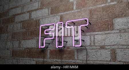 Fit neon sign - Glowing Neon Sign on brickwall wall - 3D rendered ...