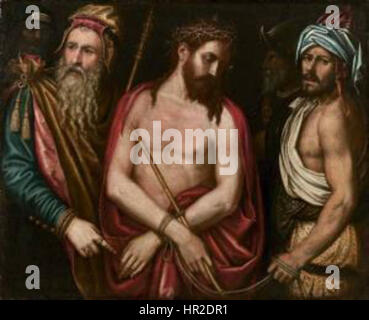 A religious painting depicting the biblical scene of Abraham and ...
