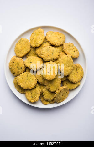 Tasty North Indian snack mathri or mathari served with pickle ...