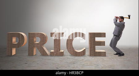 Angry man with axe axing the price word Stock Photo - Alamy