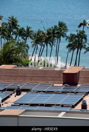 Some of the solar panels on the roof the Hyatt Regency Maui Resort and ...