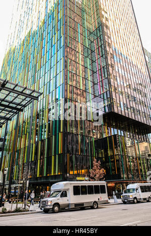 New development in downtown Seattle WA, USA. Black and white image ...