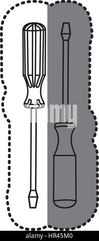 sticker black line contour with screwdriver Stock Vector Image & Art ...