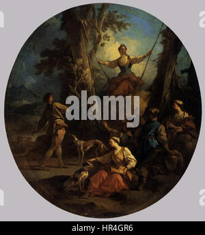*The Swing* by Pierre-Jacques Cazes is an 18th-century Rococo ...