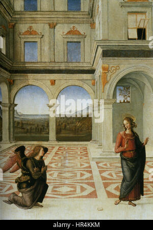 A painting by Pietro Perugino, an Italian Renaissance artist, depicting ...