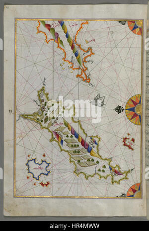 Piri Reis' map of the Island of Cos, facing the Anatolian mainland, is ...