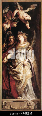 Raising of the Cross - Sts Eligius and Catherine 1610 by Peter Paul Rubens Stock Photo - Alamy