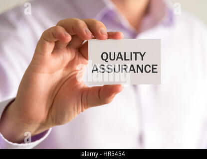 Text sign showing Quality Assurance. Business photo showcasing Ensures ...