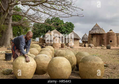 Benin village of Somba Tribe Tata Somba made with banco (mud mixed with ...