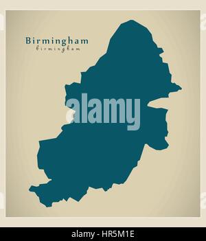Modern City Map - Birmingham city of England with boroughs and titles ...