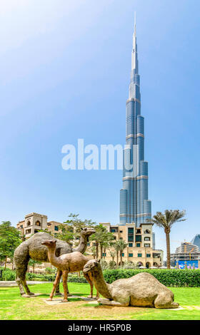Dubai Burj Khalifa Statues of Arab Man and Woman (Together Stock Photo ...
