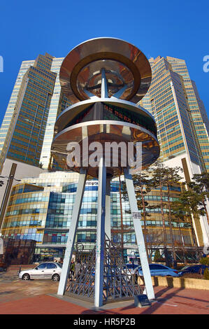 Lotte Castle Gold apartments and metal structure at the Jamsil Station ...