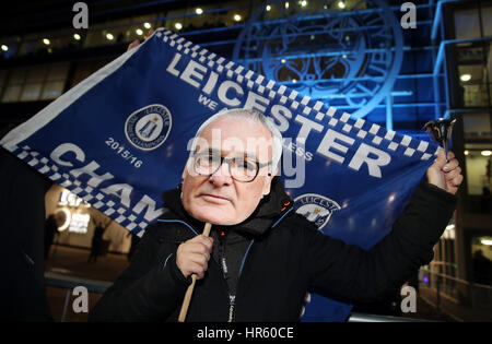 A fan with a Cluadio Ranieri mark before the Premier League match at ...