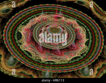 Abstract 3D fractal background, 3D illustration. Virtual Neon City ...