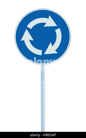 European round blue road signal illustration, white arrow showing Stock ...