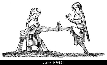 An illustration of an exercise to practise at Quintain in the 14th ...