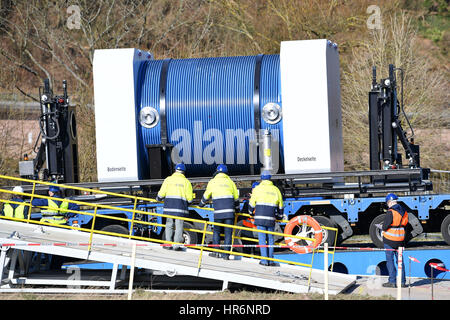 Nuclear waste transported in transport cabin containing a nuclear waste ...
