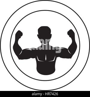 silhouette half body muscle man vector illustration Stock Vector Image ...