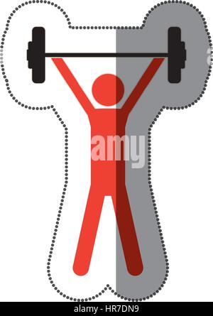 Handsome muscular man lifting weights in a vector cartoon illustration ...