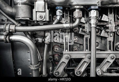 Jet engine tubing and layers of mechanical parts Stock Photo - Alamy