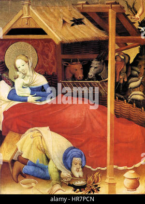 A depiction of the nativity scene, illustrating the birth of Jesus ...