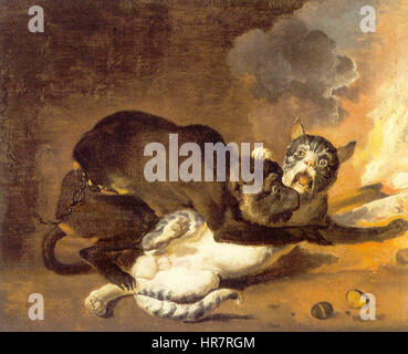 The Monkey and the Cat by Abraham Hondius Stock Photo - Alamy