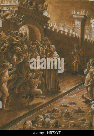 A depiction from Dante's Inferno, illustrating the demons Ciampolo and ...