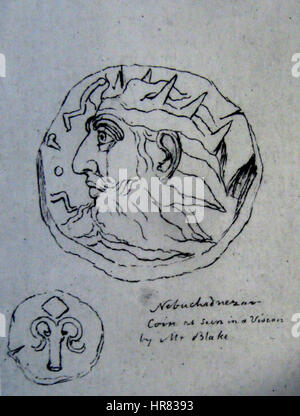 William Blake - Nebuchadnezzar Coin, Butlin 704 (tracing by Linnell ...