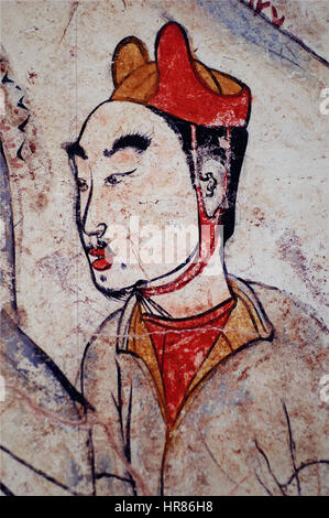 Tomb of Northern Qi Dynasty in Jiuyuangang, Xinzhou, Chinese mural. The ...