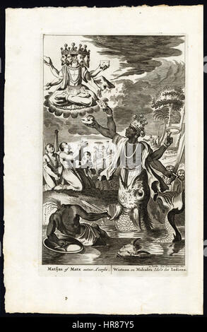 The depiction of Matsya, the fish avatar of the Hindu god Vishnu ...