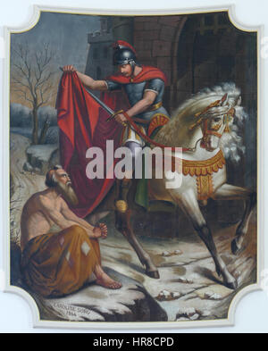 This artwork depicts the story of St. Martin dividing his cloak to ...