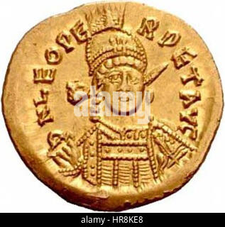 This solidus coin, minted during the reign of Theodosius (AD 590-602 ...