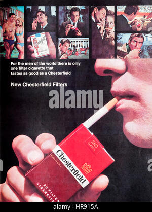 A 1960s magazine advertisement advertising Chesterfield cigarettes ...
