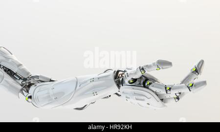 White stretched prosthetic robotic arm 3d render Stock Photo - Alamy