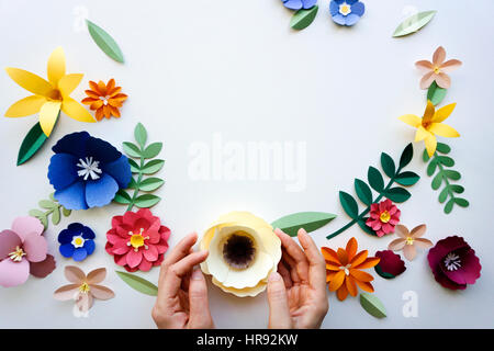 Flowers Handmade Papercraft Art Holding Hand Stock Photo - Alamy