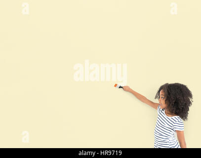 Little Girl Painting Paintbrush Layer Stock Photo - Alamy