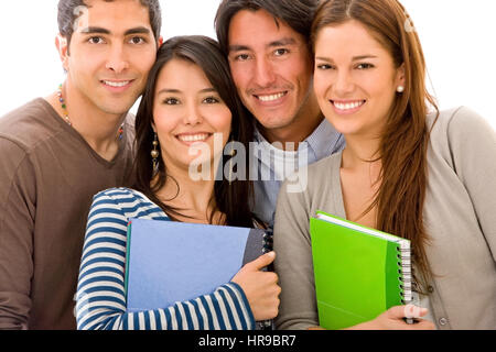 group of students smiling isolated over a white Background Stock Photo ...