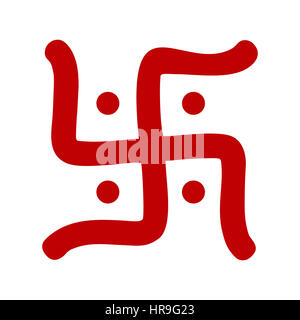 red hindu swastika religious symbol over black Stock Photo - Alamy