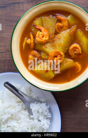 Southern Thai style Kaeng Som. A spicy and sour curry food in a bowl ...